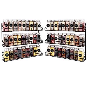 SWOMMOLY 2 Pack Wall Mount Spice Racks, 3-Tier Storage Shelf Organizer, Black, Large