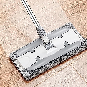 Leyeet Microfiber Floor Mop, Rotating Dust Mop with Adjustable Handle, Reusable Mop Pads, Floor Cleaner Mop or Flat Head Mop for Wood, Tiles, Marble