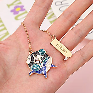 6 Pcs The Wandering Earth Series Metal Bookmark with Enamel Charms, Brass Alloy Bookmarks with Pendant, Cartoon Astronaut and Whale Theme Book Markers Christmas Gift for Girls Kids Lovers Readers