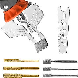 Chainsaw Sharpening Attachment Kit with Angle Guide And Diamond Burr Grinding Stone Files Blade Teeth Sharpener Set (8PCS), Drill Power Tool Accessories