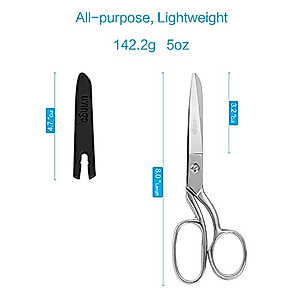 LIVINGO 8" Professional Heavy Duty Tailor Fabric Scissors, Dressmaker Sewing Classic Stainless Steel Ultra Sharp Forged Shears, Bent