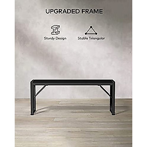 Bealife Dining Table Set for 4, Modern Kitchen Table Set with 2 Benches, 45.5in 3-Piece Soho Dining Room Table Set with Metal Frame and MDF Board, Sturdy Structure, Space-Saving Furniture (Black)