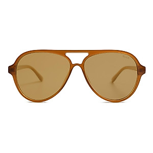 SOJOS Classic Polarized Aviator Sunglasses Womens Mens Retro Double Bridge Aviators SJ2201, Shiny Brown/Brown