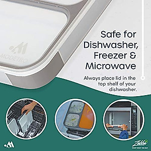 Modetro Sports Flat Bento Box Adult Lunch Box Leak Proof Microwavable Easy to Clean Insulated Lunch Bag Slim Meal Containers for Food Salad Portion Control