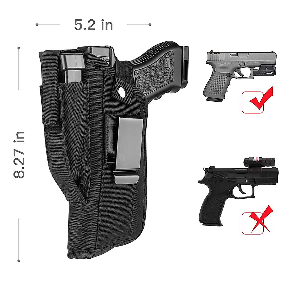 GVN Universal Right or Left Gun Laser Holster with Mag Holster Pouch for Smith&Wesson M&P 9mm.40 Holster G17,19,22,26,27,32,33,38,39,43/Beretta Storm Px4/Sig Sauer/Ruger(with Laser)