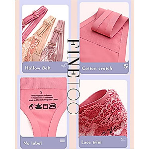 FINETOO 6 Pack Adjustable G String Thongs for Women Seamless Underwear High Cut Lace Trim Thong Womens Panties Sexy S-XL