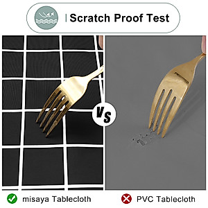 misaya Rectangle Waterproof Fabric Table Cloth, Plaid Stain Proof Polyester Tablecloth, Washable Cloth Table Cover for Dining Room, Kitchen, Outdoor (60" x 84", Black)