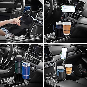 This Hill 3 in 1 Cup Holder Expander for Car 360° Rotation Cup Holder Phone Mount Compatible with iPhone/Samsung All Smartphones[2022 Upgraded 2nd Generation]