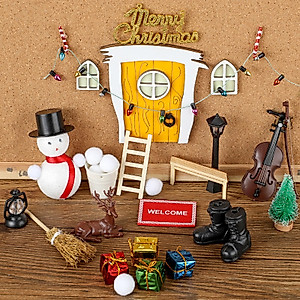 Bencailor 21 pcs Christmas Doll House Decoration Miniature Dollhouse Accessories Small Scene Model Light Mini Christmas Tree Christmas Dollhouse Furniture for Party DIY Craft Gift(Stylish Style)