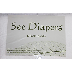 See Diapers 6 Pack 100% Microfiber Inserts for Baby Cloth Diapers Reusable 4 Layers