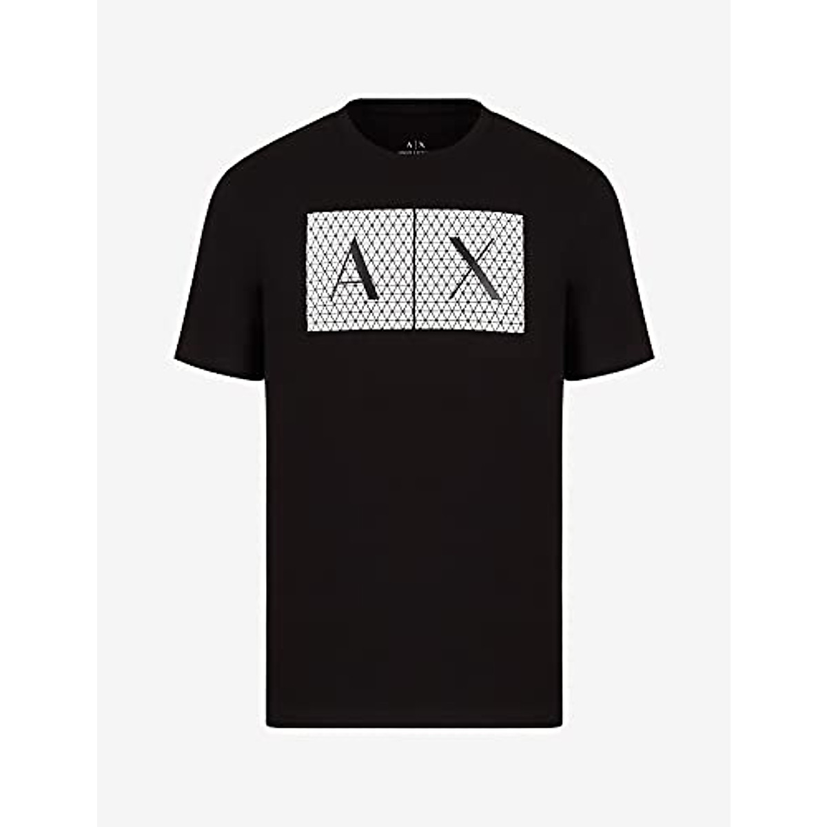 A|X ARMANI EXCHANGE mens Crew Neck Logo Tee T Shirt, Grid Logo Black, X-Large US