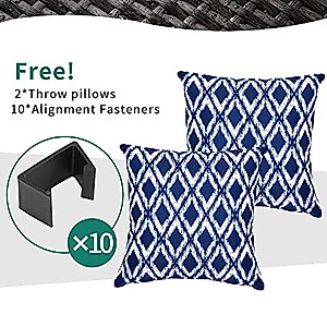 YITAHOME 7 Pieces Patio Furniture Set, Outdoor Sectional Sofa PE Rattan Wicker Conversation Set Outside Couch with Table and Cushions for Porch Lawn Garden Backyard, Black