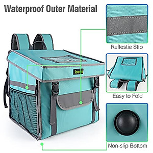 iceMi Insulated Food Delivery Bag,Food Delivery Backpack,Catering Bag,Hot and Cold Thermal Food Bag for FoodDelivery,Picnic,BBQs,Parties,Shopping,Holiday(Dark Green)