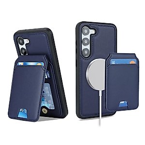 Ｈａｖａｙａ for Samsung Galaxy S23 Plus case Magsafe Compatible Galaxy S23 Plus case with Card Holder for Men and Women Samsung S23+ Plus Detachable Magnetic Wallet Phone case-Blue