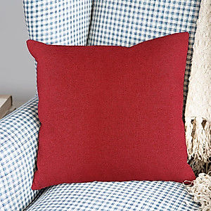 Ruisita 2 Pack 18 x 18 Inches Waterproof Pillow Covers Square Garden Cushion Case Decorative Outdoor Throw Pillow Covers for Home Garden Patio (Red)