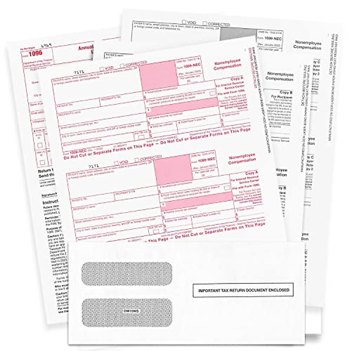 "New" 1099-NEC Forms for 2022, 4-Part Tax Forms, Vendor Kit of 25 Laser Forms and 25 Self-Seal Envelopes, Forms Designed for QuickBooks and Other Accounting Software