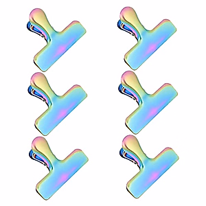 IMIKEYA 6pcs Stainless Steel Flat Clip Food Clips Fresh-keeping Clip - Bag Clips Potato Chip Clip Bag Clamp Useful Sealing Bag Laundry Hanging Clip Practical Sealing Bag Snack