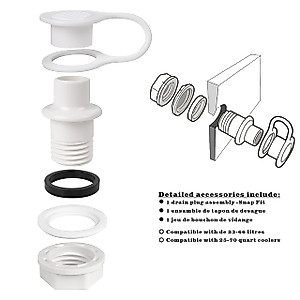Cooler Drain Plug Replacement for Igloo Cooler, Igloo Cooler Drain Plug Replacement, Triple-Snap Cooler Drain Plug, Igloo Cooler Ice Chest Drain Plug