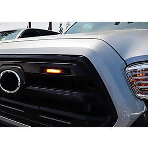 iJDMTOY Smoked Lens Amber LED Grille Lights Kit Compatible with 2012-up Toyota Tacoma, Center Set 2-Piece Marker Lamps w/Wiring & Hardware