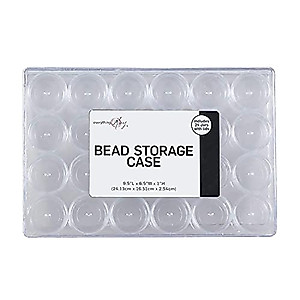 Everything Mary Large Plastic Bead Storage Organizer Box, 24 Jars - Container for Beads & Supplies - Organizers for Craft, Art, & Painting - Plastic Container Case for Organization
