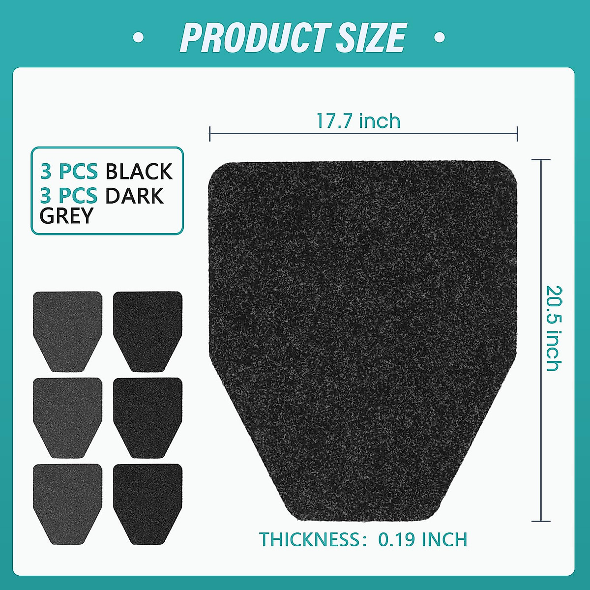Urinal Mats 6 Pack Urinal Pads Urinal Floor Mats for Men Bathroom Commerical Disposable Non-Slip Rubber Backing Washable Urinals Mat Eliminating Odor 17.7" x 20.5" (3 Pcs Black 3 Pcs Dark Grey)