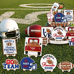 Dandat 15 Pcs Fall Football Decor Football Tiered Tray Decor Fall Tiered Tray Decorations Set Table Decorations Centerpieces for Home Fans Club Party Supplies(Football Game)