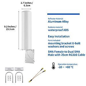 High Gain 10dBi SMA Male Wide Band 3G/4G LTE Modems, Routers, & Cell Boosters Omni-Directional Outdoor Fixed Mount Antenna for Verizon, AT&T, T-Mobile Mobile Cell Phone 4G LTE Router, Eifagur