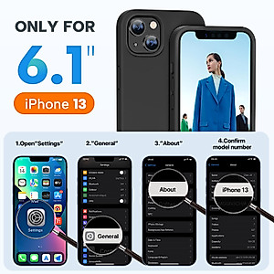 Miracase Designed for iPhone 13 Case, with Tempered Glass Screen Protector, [Soft Anti-Scratch Microfiber Lining], Shockproof Liquid Silicone Rubber Phone Cover Case for 13 6.1 inch(Black)