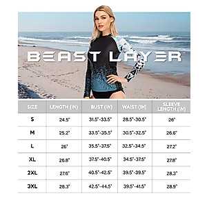 HUGE SPORTS Women's Rash Guard Long Sleeve Sun Protection UPF 50+ Swimwear Shirts Beast Series Quick Dry Swimsuit Top Rash Vest(Lion,L)