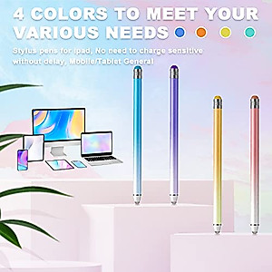 CPKEON Stylus Pens for Touch Screens (4 Pcs), Sensitivity Capacitive Stylus 2 in 1 Touch Screen Pen with 12 Extra Replaceable Tips for iPad iPhone Tablets Samsung Galaxy All Universal Touch Devices