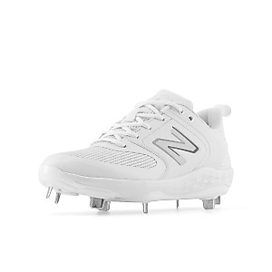 New Balance Women's Fresh Foam Velo V3 Softball Shoe, White/Rain Cloud, 10.5
