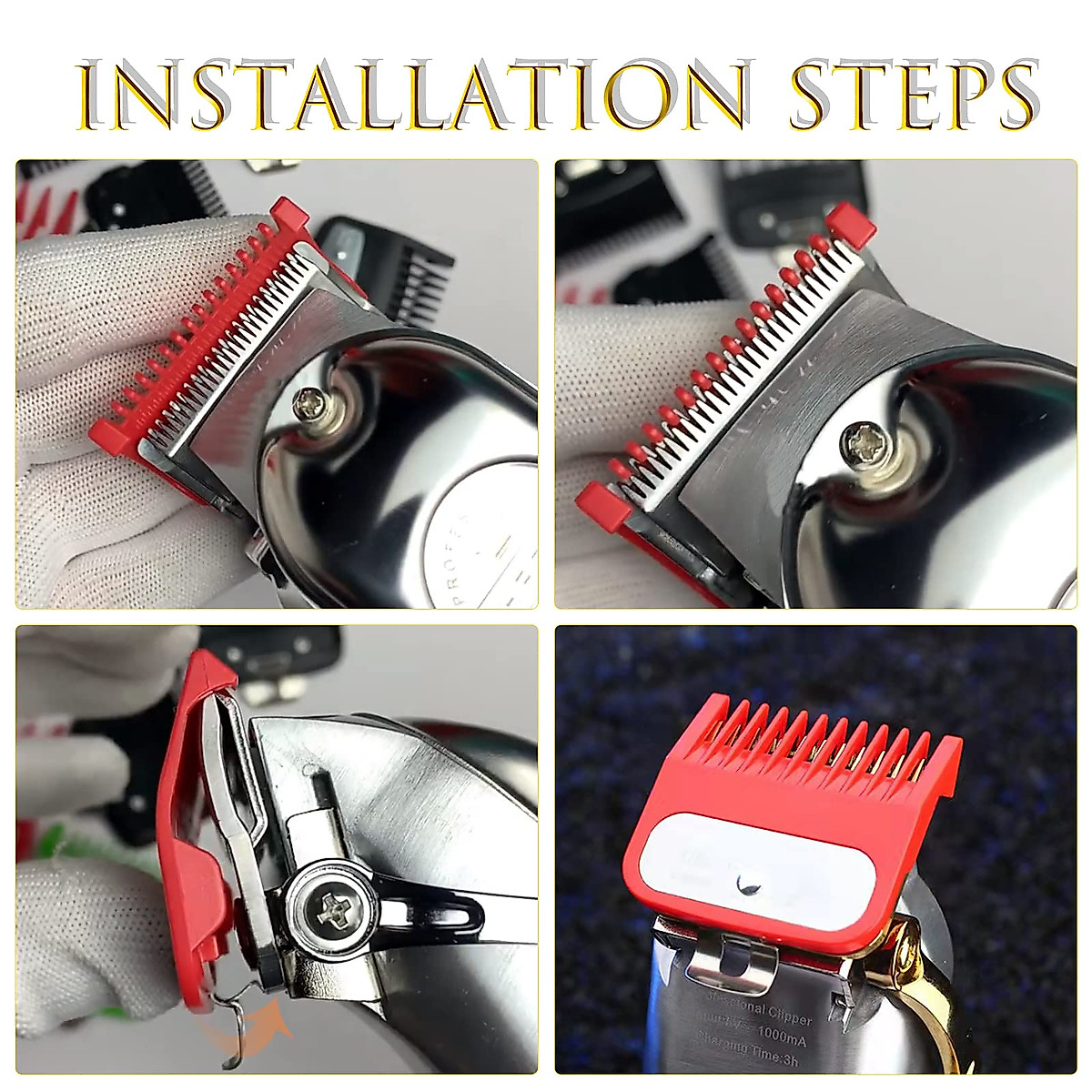 10PCS Hair Clipper Cutting Guides Combs with Metal Clip Colored Clipper Guards for Wahl Clipper Trimmer Guards Attachment from 1/16 Inch to 1 Inch, Compatible with Most Wahl Clippers