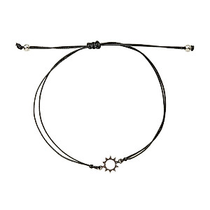 Friendship Bracelet Long Distance Bracelets for Women Best Friend Pinky Promise Matching Bracelets for 2 Couples Anklet Bracelets with Message Card Boyfriend Girlfriend Men (Black Strand-Moon&Sun)