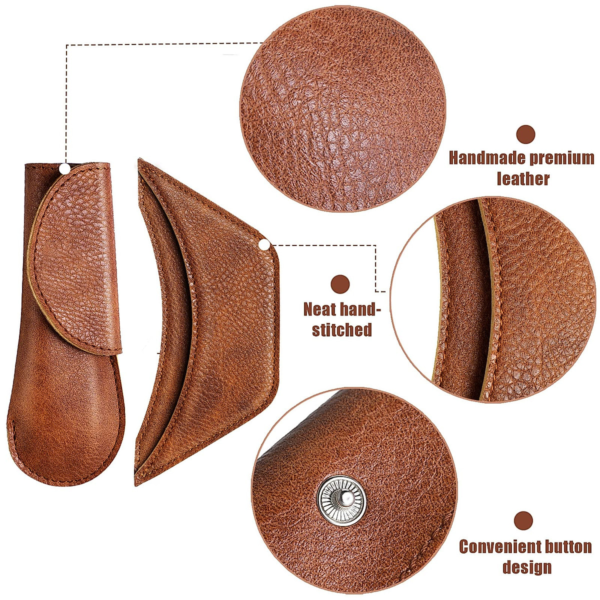 6 Pieces Cast Iron Handle Cover Handmade Thick Skillet Handle Cover Full Grain Frying Pan Handle Sleeve Rustic PU Leather Hot Handle Holder Double Layered Leather Handle Cover Assist Grip for Kitchen