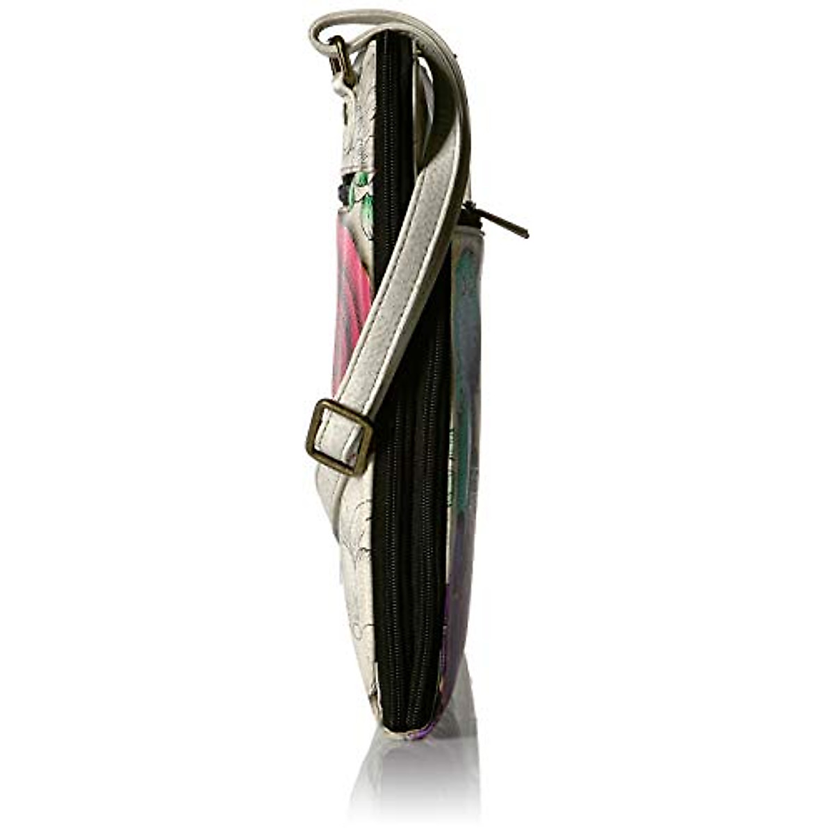 Anna by Anuschka Women's Genuine Leather Tall Zip-Around Cross Body| Hand Painted Original Artwork | Floral Paradise