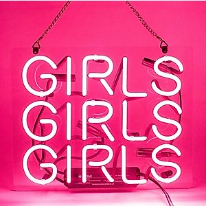 Girls Girls Girls Neon Signs Pink Neon Sign Neon Light Sign Light Up Signs Wall Decor Custom Neon Words for Wall Bedroom Girls Halloween Christmas Decor Neon