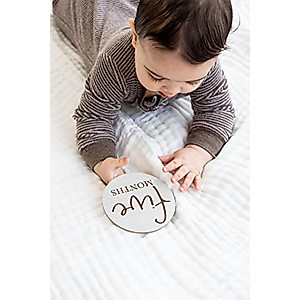 Little Pear Wooden Monthly Milestone Cards, Baby Milestone Photo Props, Wooden Monthly Photo Prop Cards