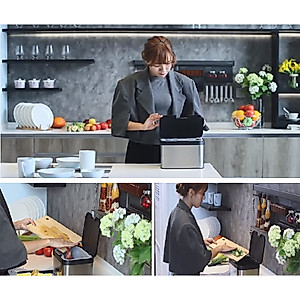 Compost Bin for Kitchen, Countertop Compost Bin, Body Stainless Steel with Lid, 1.13 Gallon with Inner Bucket Compact and Easy Clean (Black Silver)