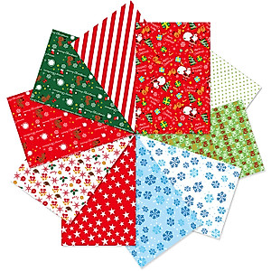 FEPITO 60 Sheets Christmas Pattern Paper Set, 14 x 21cm Decorative Paper for Card Making Scrapbook decoration, 10 Designs