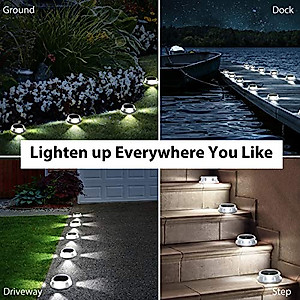 GIGALUMI 8 Pack Solar Deck Lights Outdoor, Solar Ground Lights with Constant Light Mode, Waterproof Driveway Dock LED Lights for Deck, Garden, Ground, Stair, Driveway, Pathway, Landscape