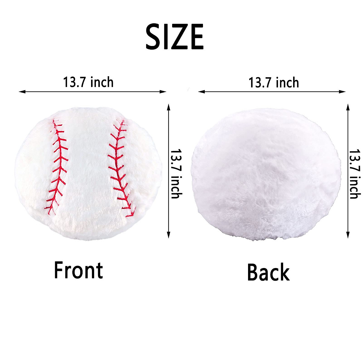 CHORONMO Baseball Pillow Fluffy Baseball Plush Pillow Baseball Throw Pillow Soft Stuffed Baseball Plush Pillow Toy Durable Round Baseball Shaped Pillow Sport Toys Gift for Kids Room Decor