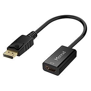 Moread 4K DisplayPort (DP) to HDMI Adapter, Gold-Plated Uni-Directional Display Port PC to HDMI Screen Converter (Male to Female) Compatible with HP, Dell, Lenovo & More, Passive - Black