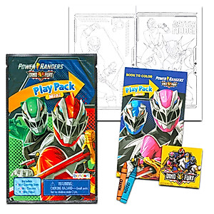 Power Rangers Mini Party Favors Set for Kids - Bundle with 24 Mini Power Rangers Grab n Go Play Packs with Coloring Pages, Stickers and More (Power Rangers Birthday Party Supplies)