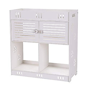 Ochine Home Bathroom Cabinet Wall Mounted with Doors, Bathroom Medicine Cabinet Non-Perforated Wood Hanging Cabinet Wall Bathroom Cabinet PVC Wall Cabinets with Doors and Shelves Over The Toilet