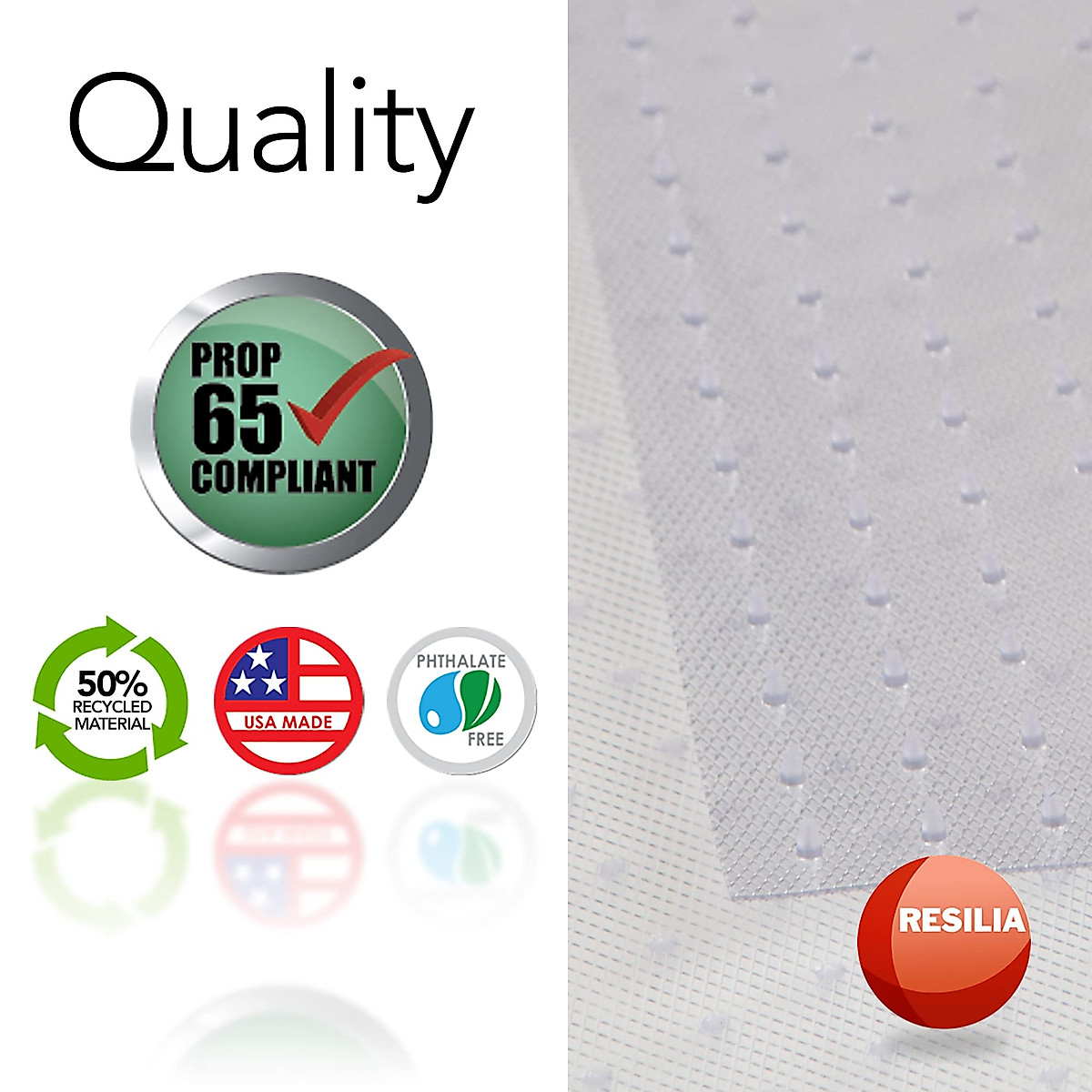 Resilia Industrial-Grade Floor Protector for Deep Pile Carpet with Crosshatch Pattern, Clear, Easy-to-Clean Plastic Mat, 24 Inches x 6 Feet, for High Traffic and Commercial Use