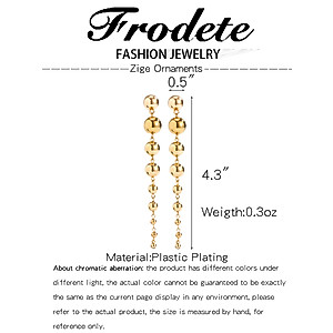 Gold Ball Dangle Earrings Link Round Ball Drop Earring for Women Statement Long Chain Ball Earrings Jewelry (Gold）