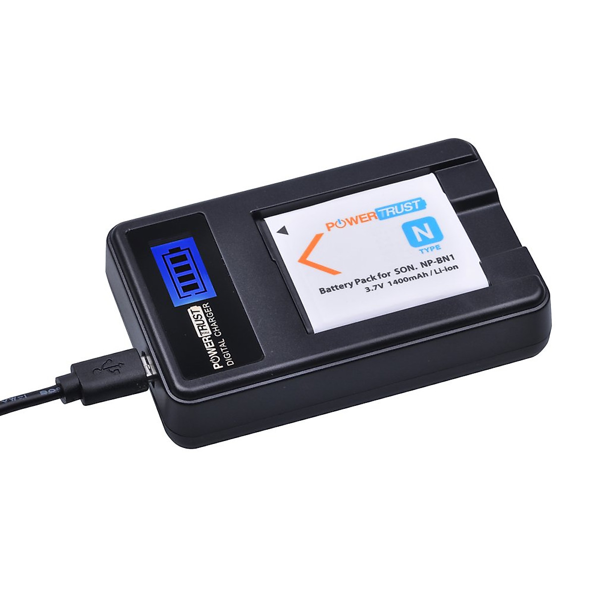 PowerTrust 2-Pack 3.7v NP-BN1 Replacement Battery and LCD USB Charger for Sony NP-BN1 Cyber-shot DSC-QX10 QX100 T99 T110 TF1 TX5 TX7 TX9 TX10 TX20 TX30 TX55 TX66 TX100V TX200V W310 W320 W330 W350 W360