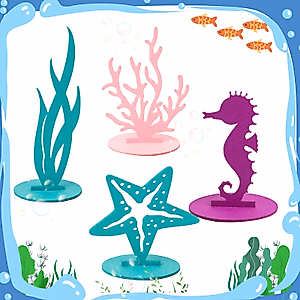SUNBEAUTY 20Pcs Mermaid Party Decoration DIY Felt Table Centerpiece Under The Sea Baby Shower Little Mermaid Girl Birthday Party Supplies