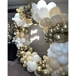 Black White Balloon Garland Kit Kelfara 120Pcs Different Sizes 12/10/5 inch Matte Black White and Metallic Silver Confetti Latex Balloons for Wedding Birthday Party Accessory Arch Decoration
