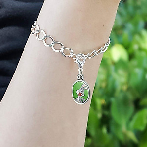 GRAPHICS & MORE Looney Tunes Bugs Bunny Antiqued Bracelet Pendant Zipper Pull Oval Charm with Lobster Clasp